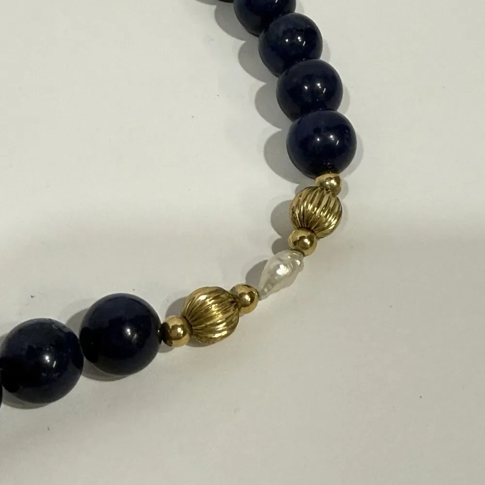 Unbranded | Jewelry | Vintage Lapis Lazuli Rice Pearl Necklace Sterling ...